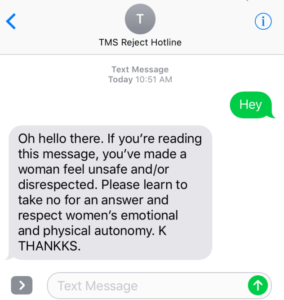 Rejection Hotline Texts Men Who Don't Back Down | SimpleTexting