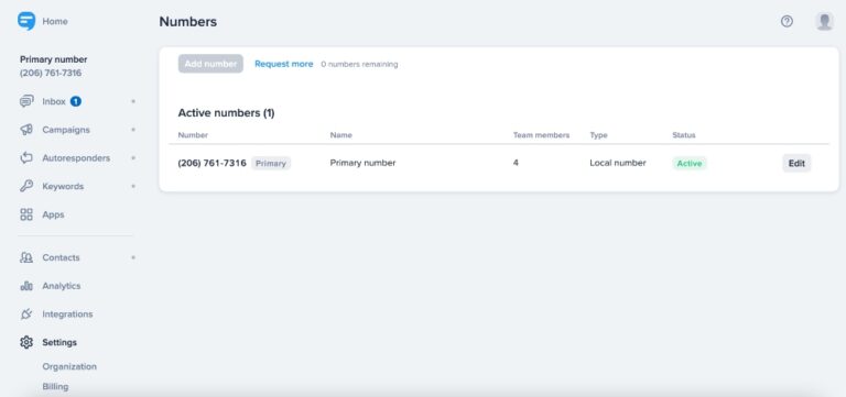 Text from multiple numbers with one business account