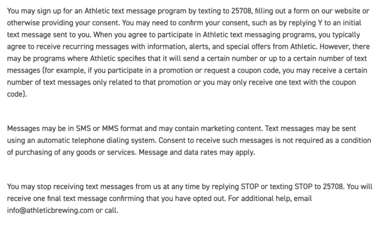 SMS terms and conditions sample and templates
