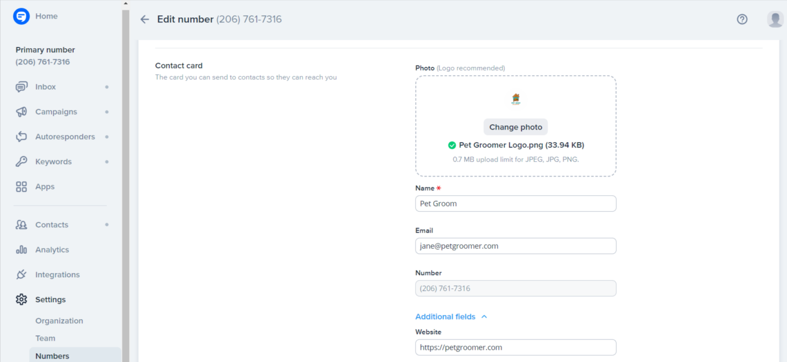 How to send a business card text message