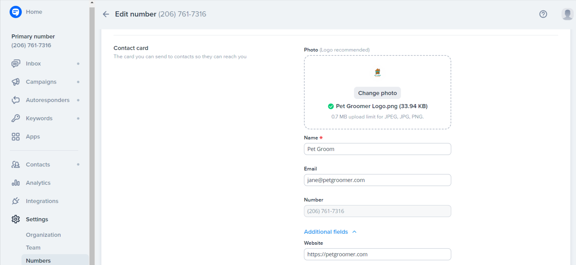 How to send a business card text message