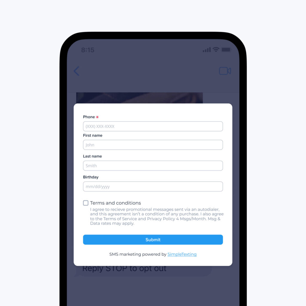 Business texting opt-in disclaimer templates