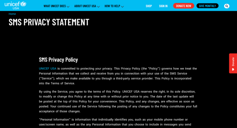SMS compliance privacy policy templates and examples