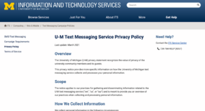 SMS compliance privacy policy templates and examples