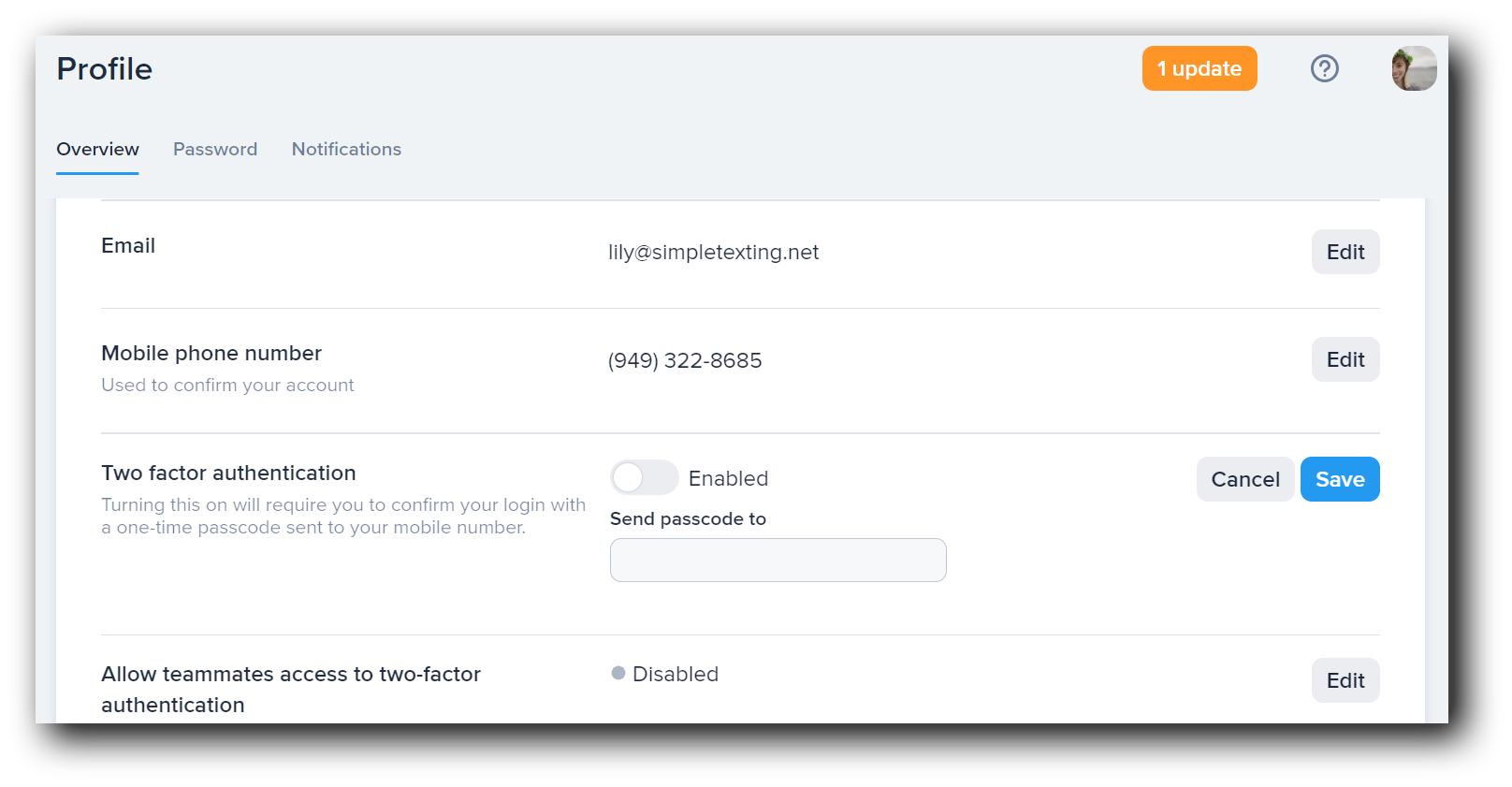 Meet 2FA for SimpleTexting users - SimpleTexting